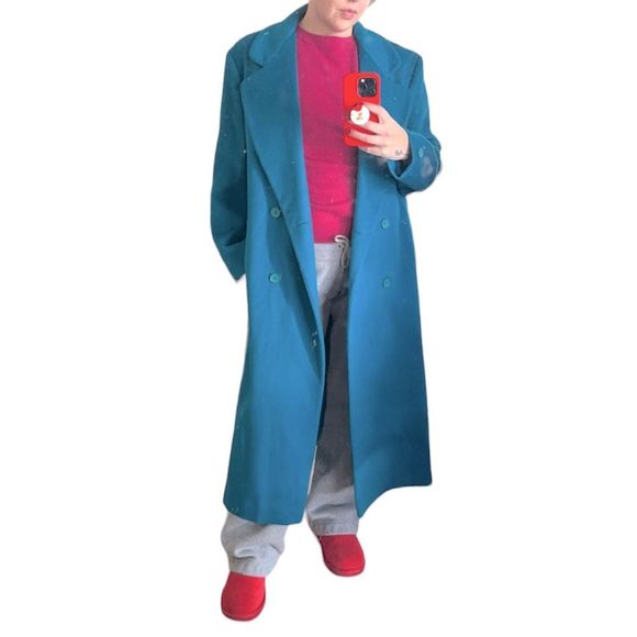 Vintage | Jackets & Coats | Vintage Michelle Stuart Teal Wool Trench ...